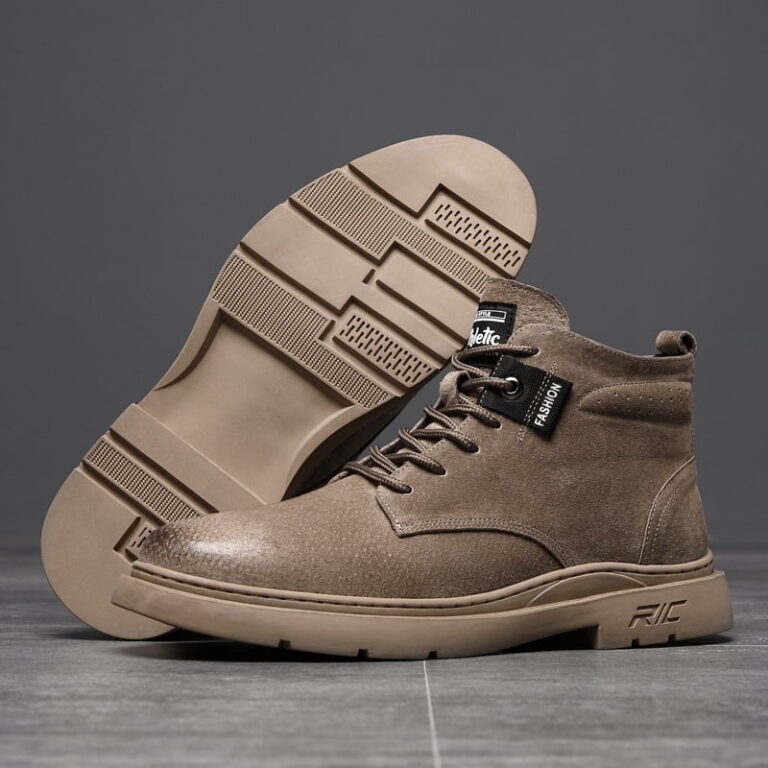 British Style Mid-cut Leather Martin Boot - Khaki | Toffpark